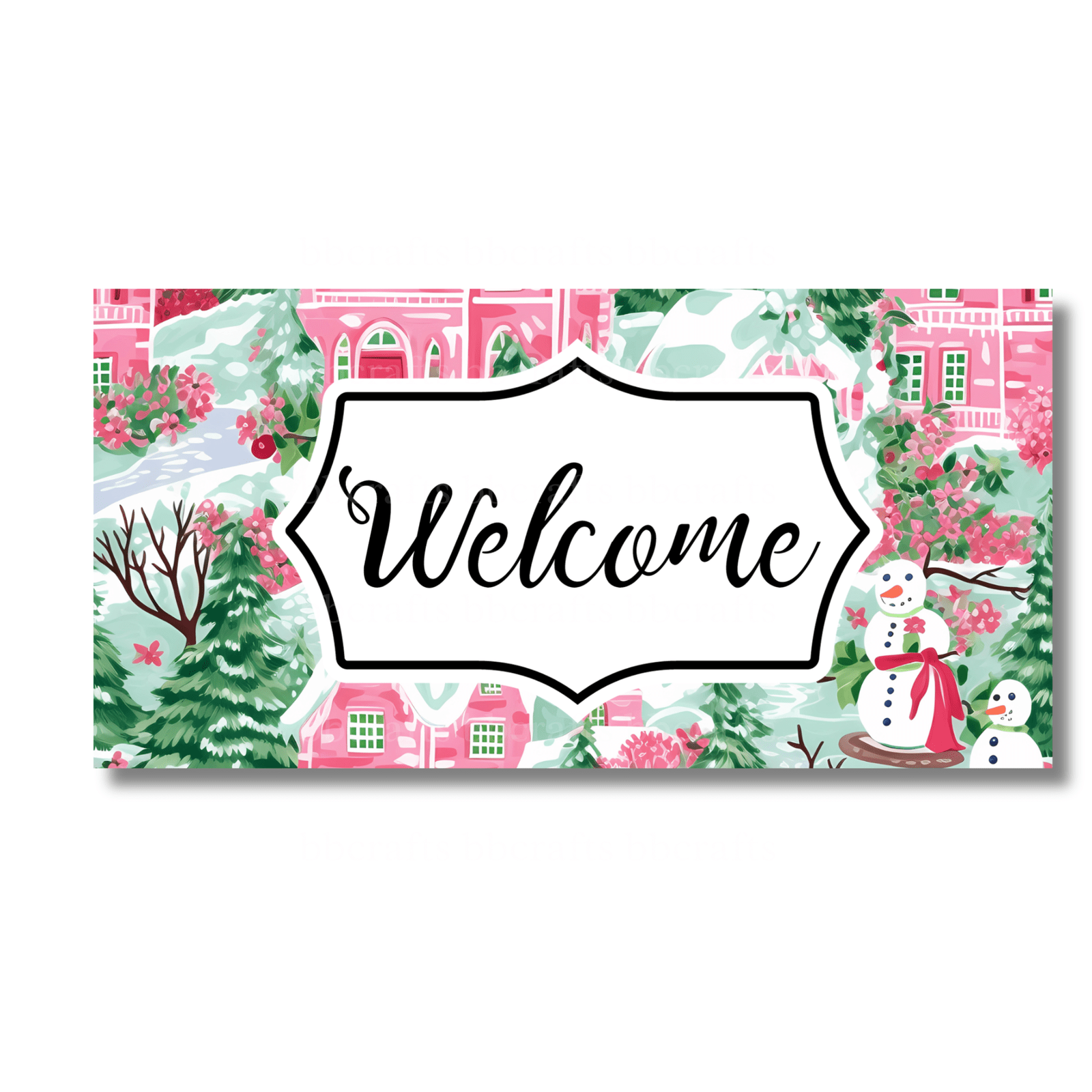 12 Inch X 6 Inch Rectangular Metal Sign: WELCOME SIGN - Wreath Accents ...