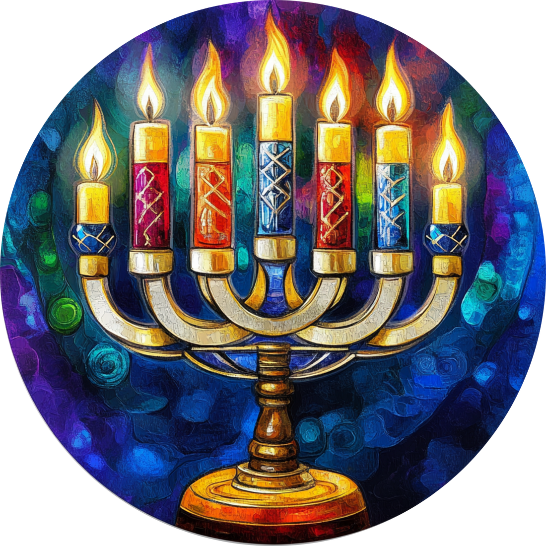 Hanukkah Menorah Light Metal Sign - USA – BBCrafts.com