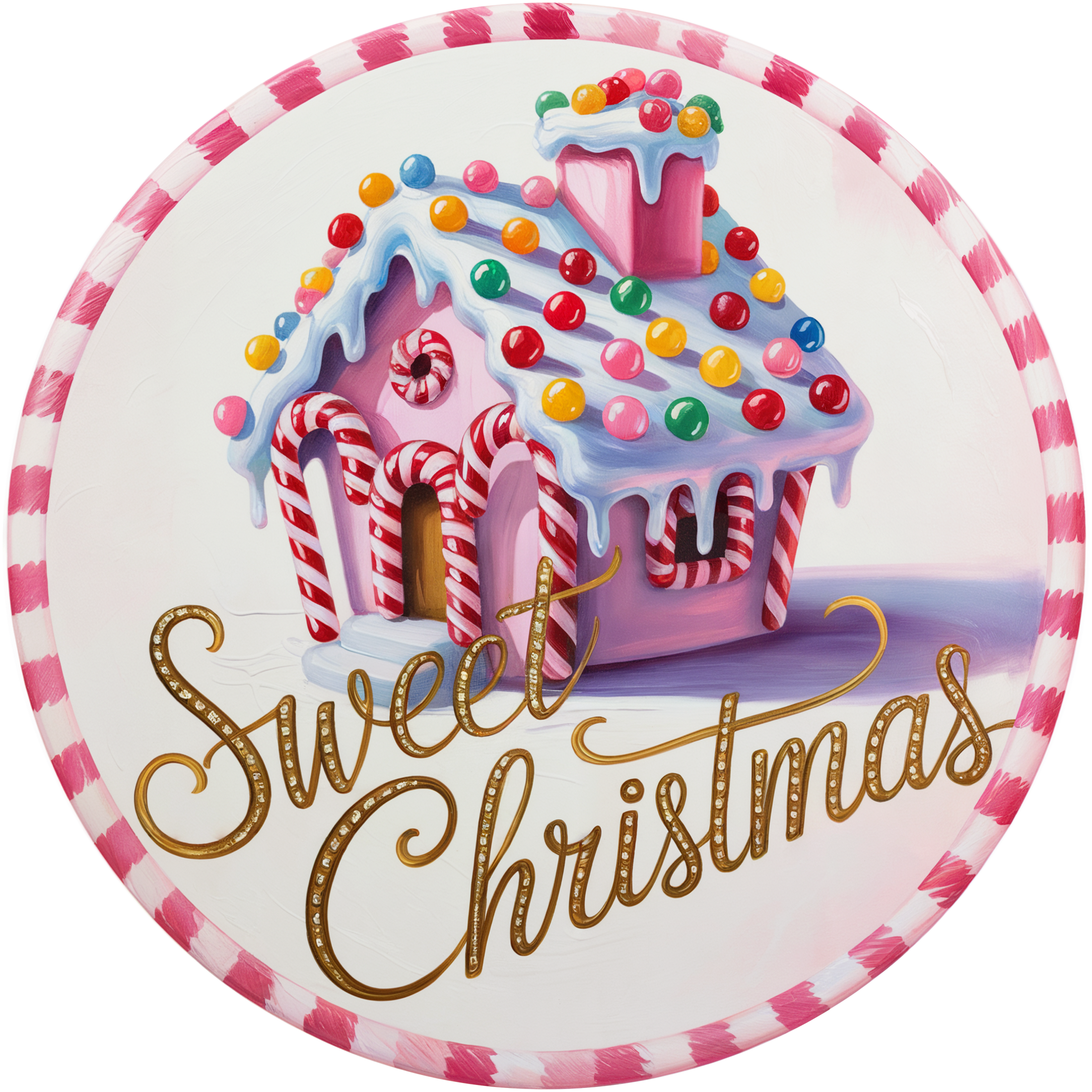 Holiday Wall Sign Pink Gingerbread Sweet Christmas – BBCrafts.com