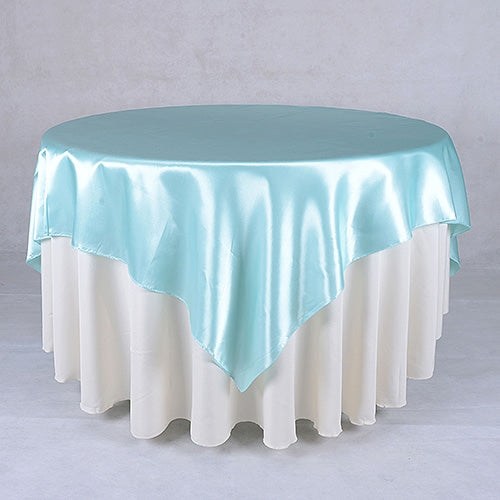 Aqua - 90 x 90 Satin Table Overlays - ( 90 Inch x 90 Inch ) - BBCrafts