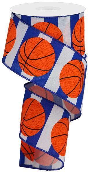 2-1/2 Inch | 10 Yards Basketball Stripes Wired Edge Ribbon – BBCrafts.com
