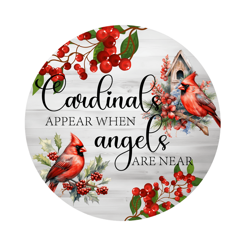 Christmas Metal Sign: CARDINALS ARE ANGELS - Made In USA - - BBCrafts