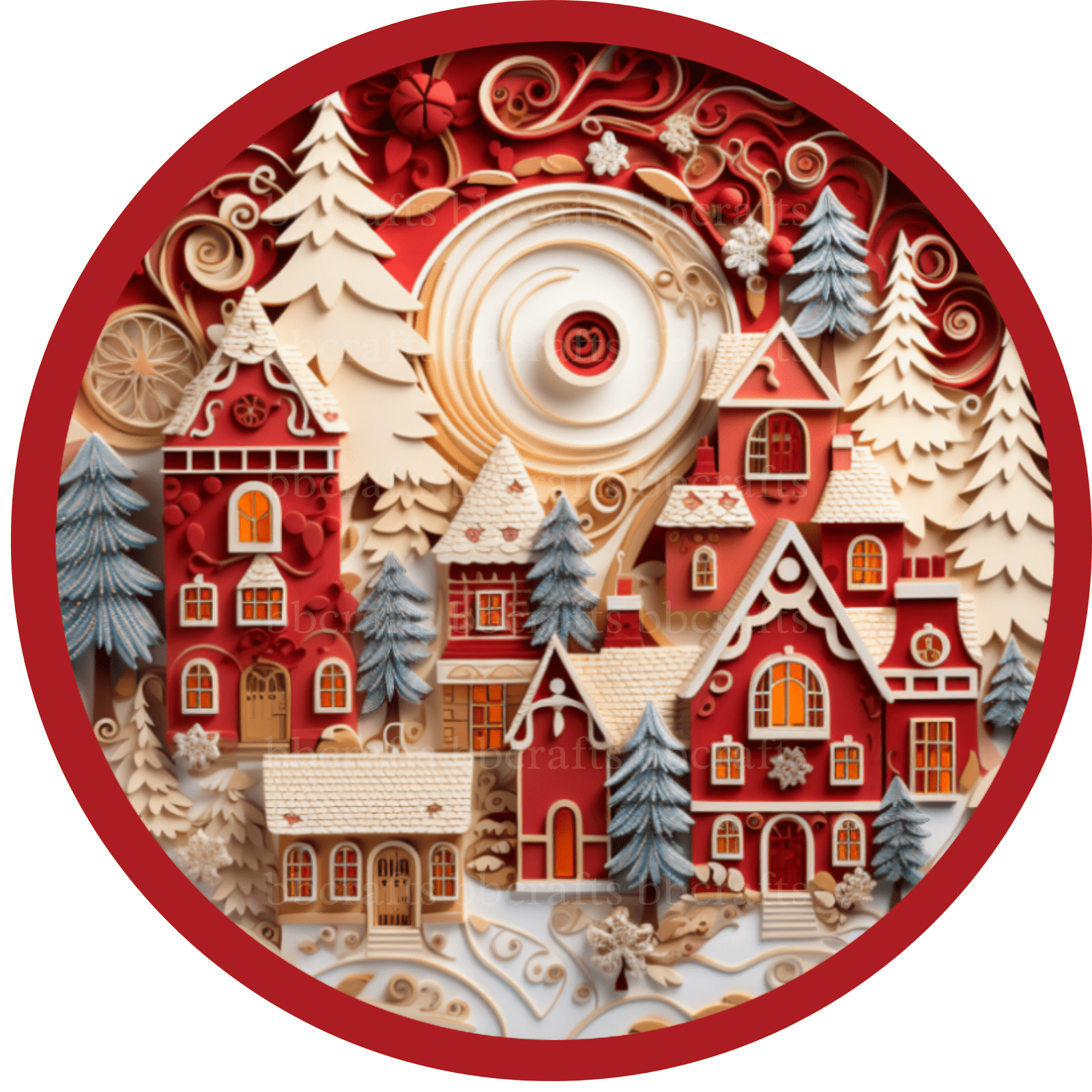 Christmas Metal Sign: RED CHRISTMAS TOWN – BBCrafts.com
