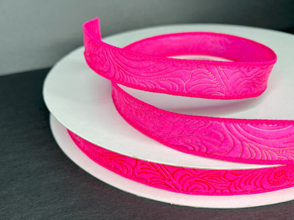 Fuchsia Flower Embossed Wired Ribbon - 7/8 Inch x 50 Yards – BBCrafts.com