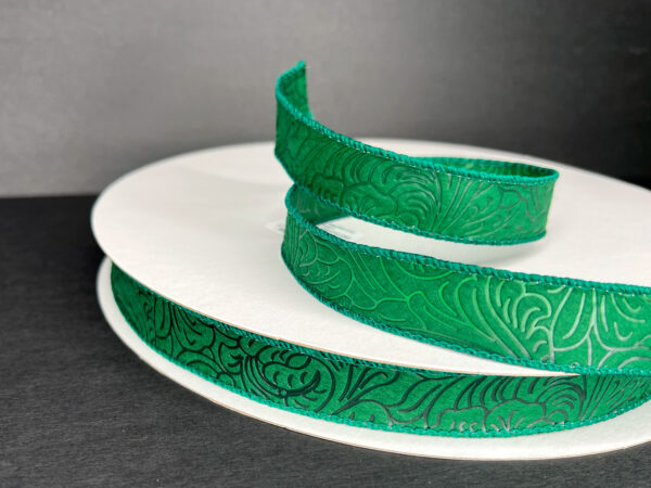 Hunter Green Flower Embossed Wired Ribbon - 7/8 Inch x 50 Yards ...