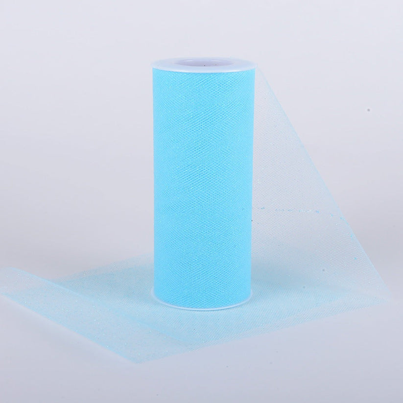 Light Blue Glitter Tulle Fabric (6 in |10 yd) – BBCrafts.com