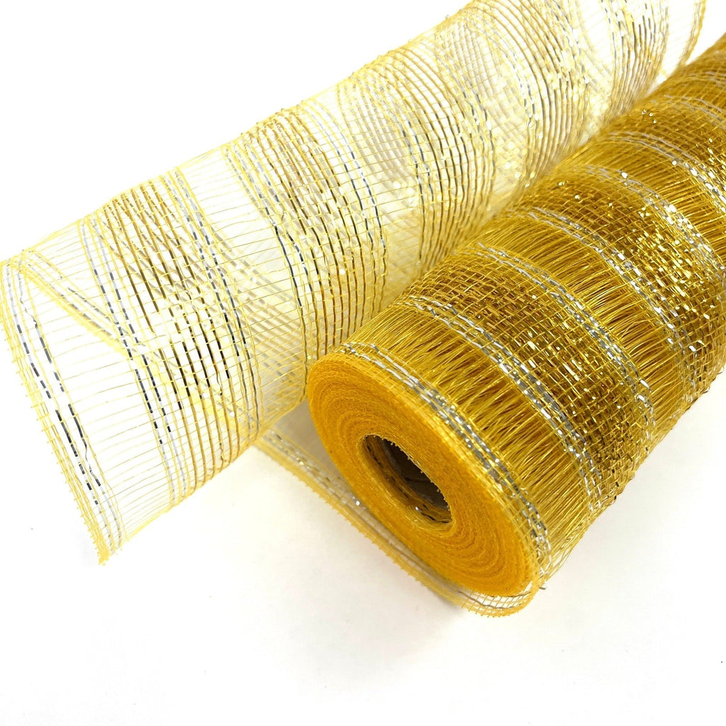 Light Gold Deco Mesh Eyelash Metallic Stripes - BBCraftsWholesale ...