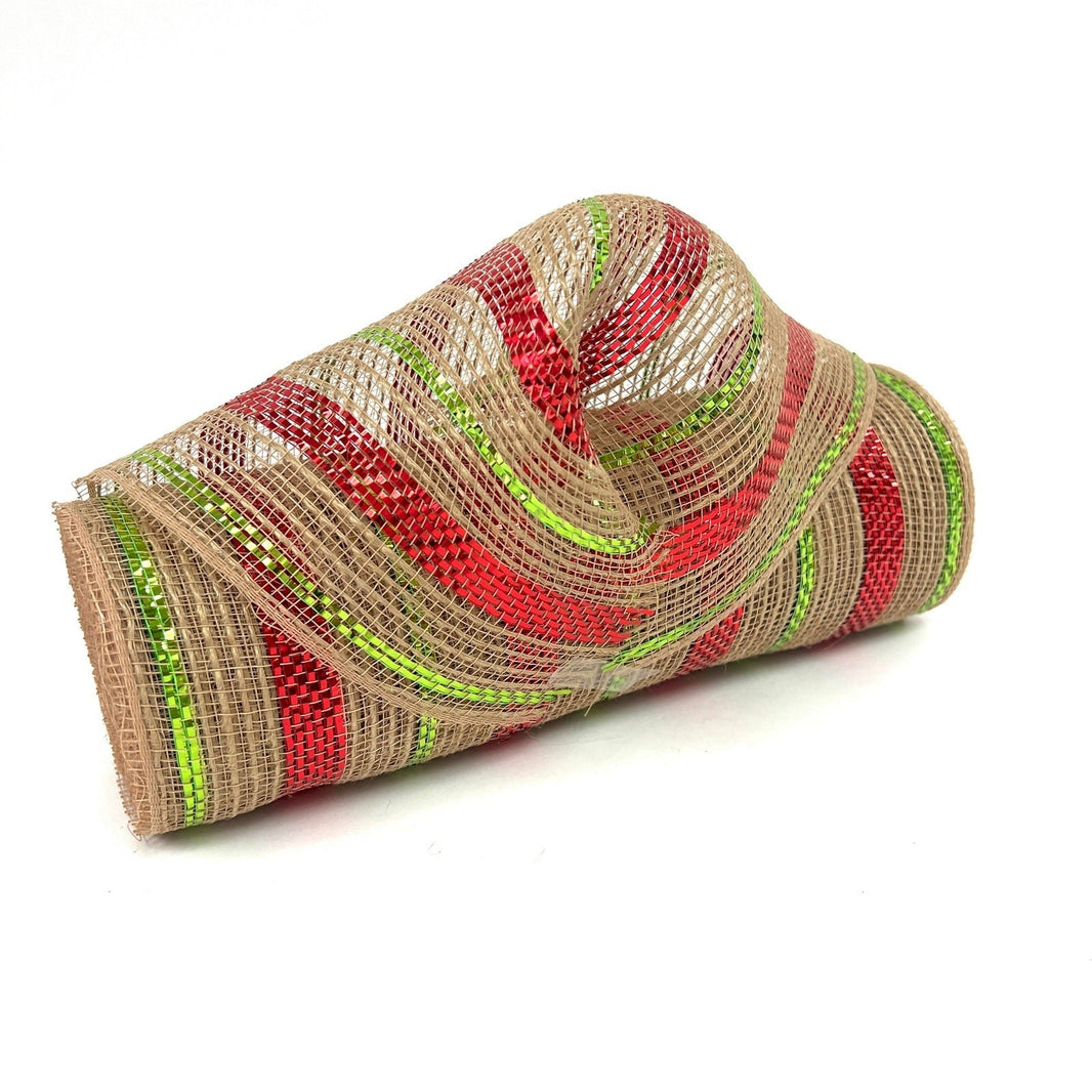 Natural Burlap Metallic Stripes Mesh | Burlap Metallic Mesh for Sale ...
