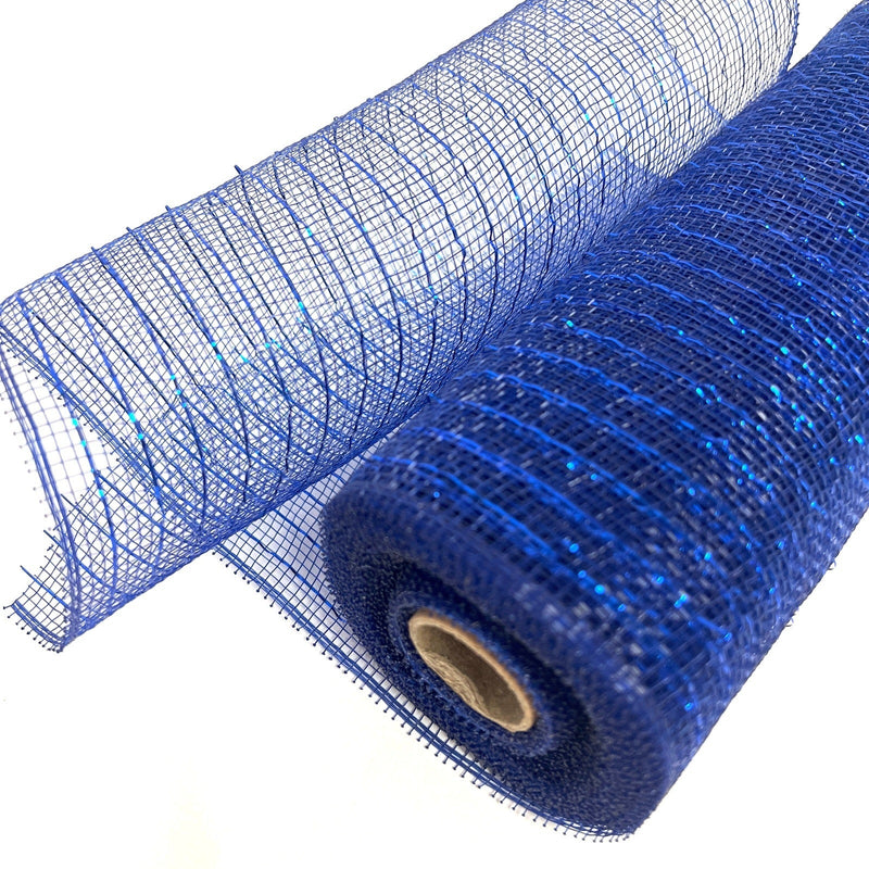 Deco Mesh Wrap Metallic Stripes Navy Blue Line ( 10 Inch x 10 Yards ...