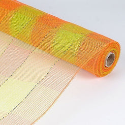 Floral Mesh Wrap Two Color Design Orange Green ( 21 Inch x 10 Yards ...