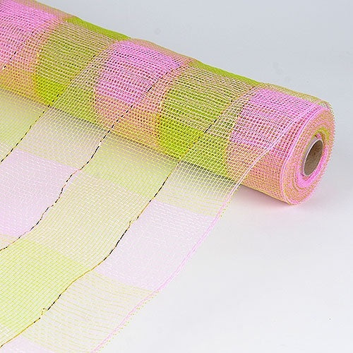 Floral Mesh Wrap Two Color Design Pink Green ( 21 Inch x 10 Yards ...