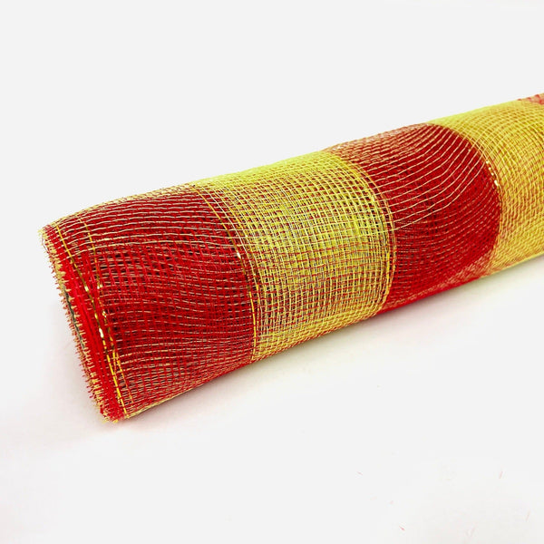 Floral Mesh Wrap Two Color Design Red with Green ( 21 Inch x 10 Yards ...