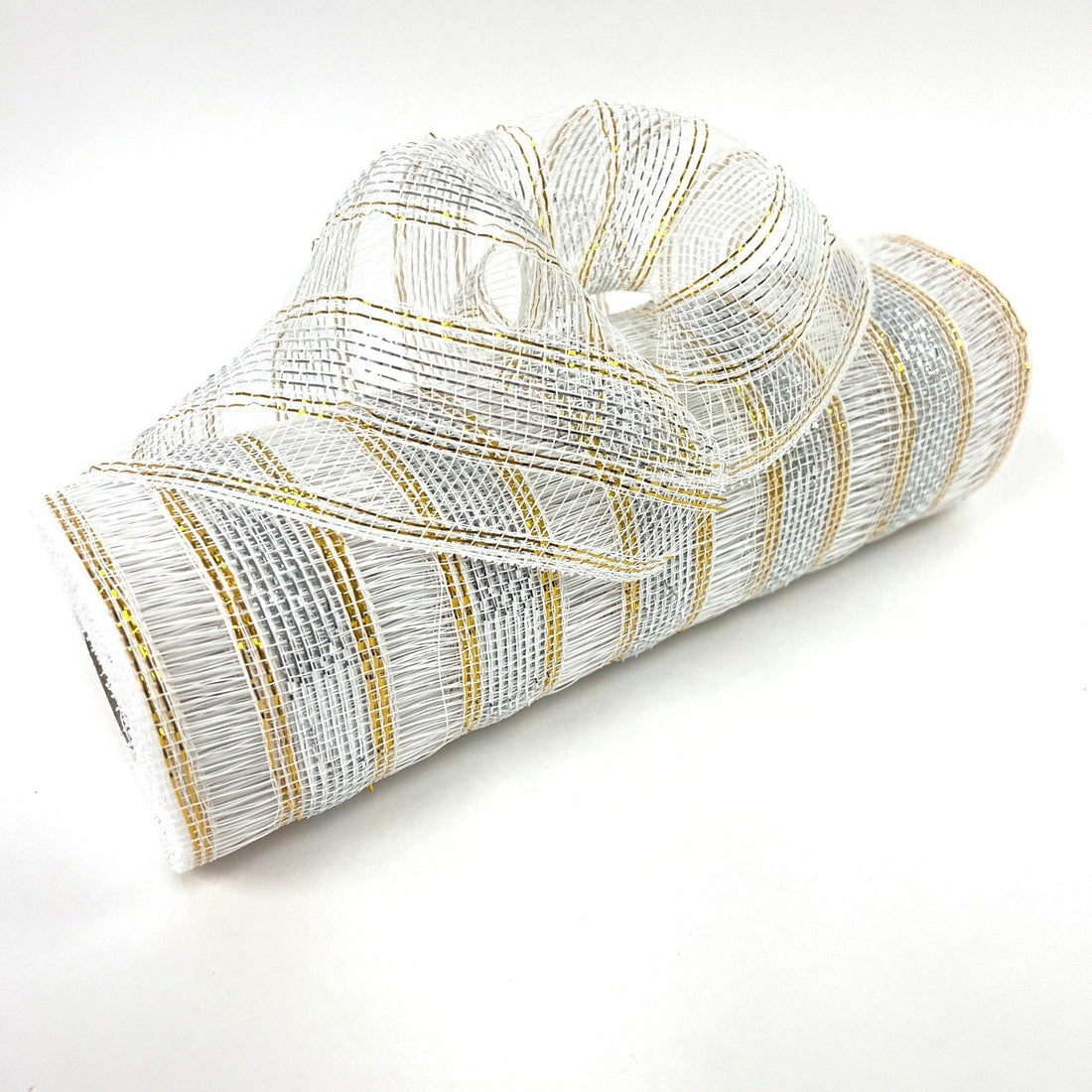(10 in x 10 yd) White - Deco Mesh Metallic – BBCrafts.com