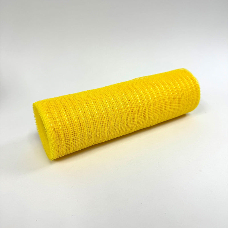 Yellow Deco Mesh with Burlap Stripes - 10 Inch x 10 Yards - BBCrafts
