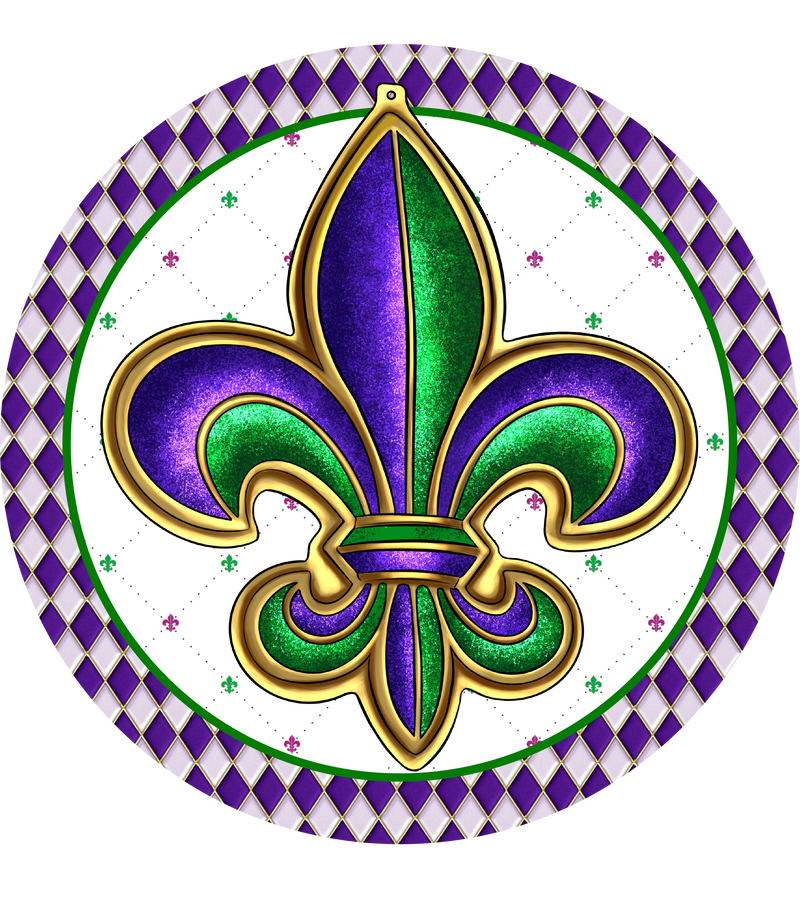 Mardi Gras Fleur de Lis Metal Sign - Made In USA - BBCrafts
