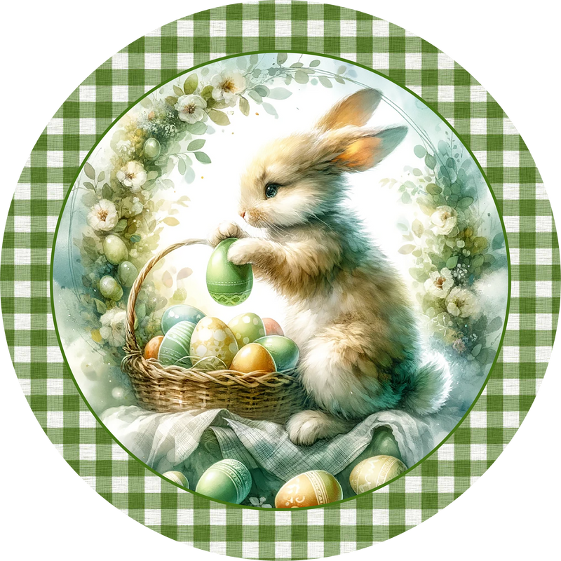 Easter Metal Sign: Bunny Rabbit with Eggs - Made In USA - BBCrafts