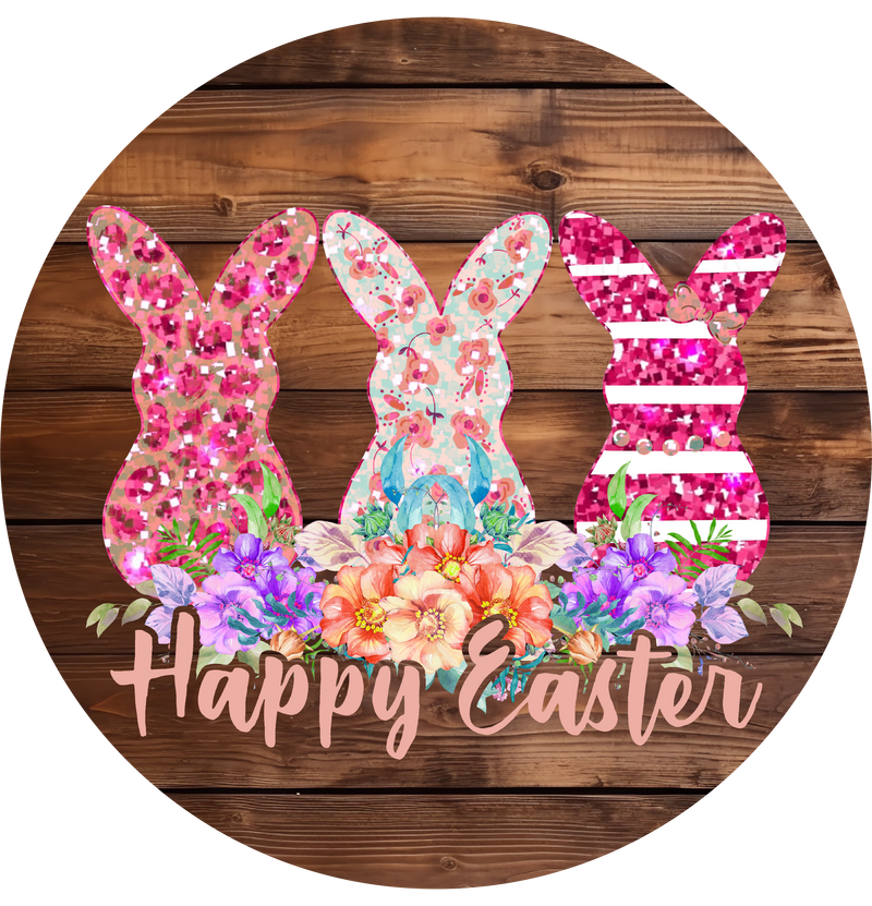 Happy Easter Metal Sign: Bunny Rabbit - Made In USA - BBCrafts