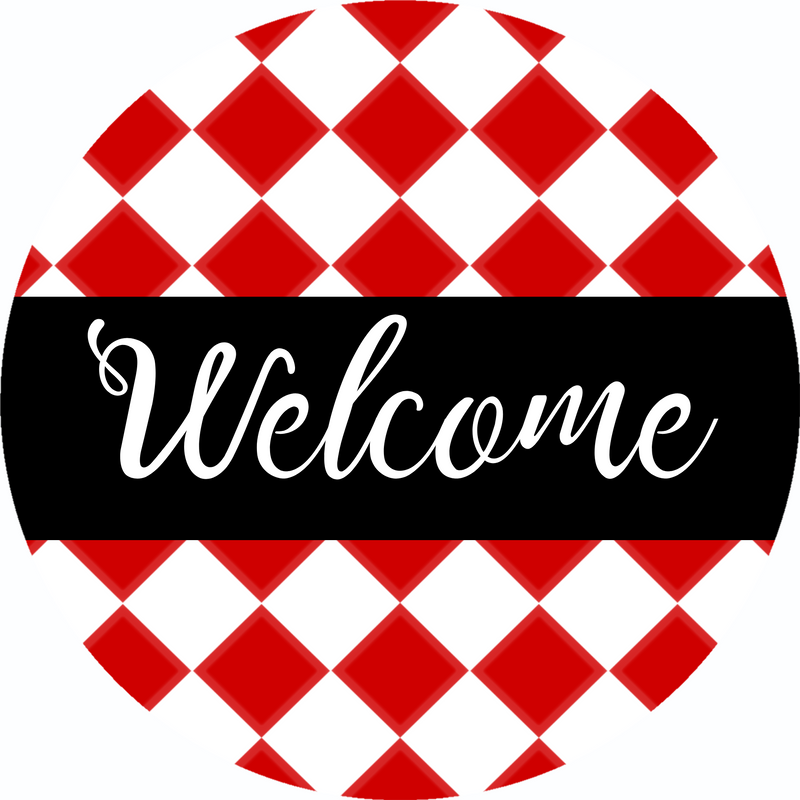 Welcome Red & White Metal Sign: Made In USA - BBCrafts